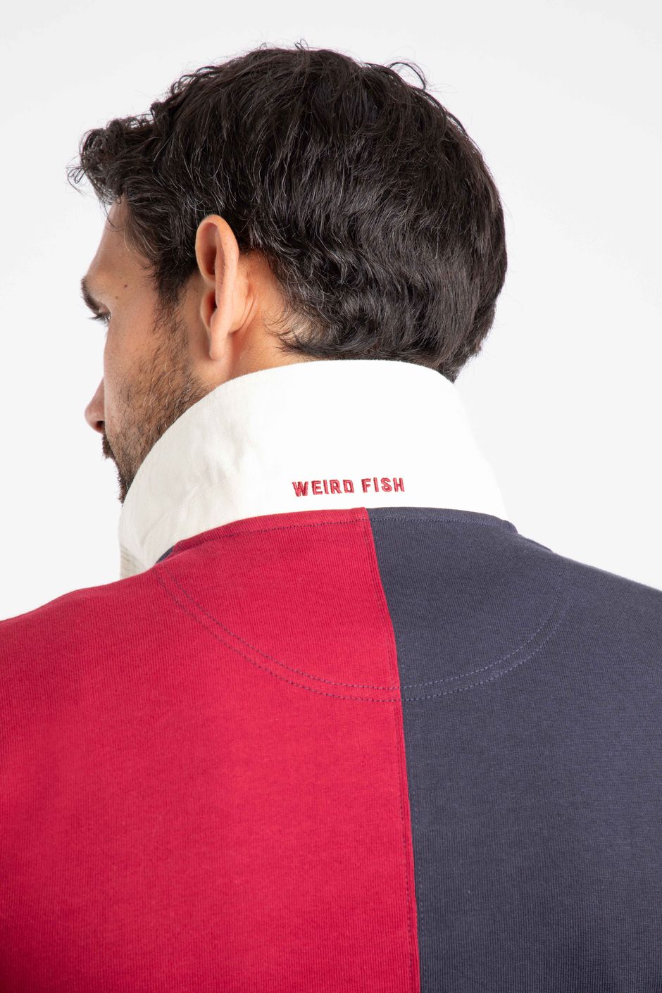 Lyon Organic Cotton Colour Block Rugby Shirt Garnet | Weird Fish