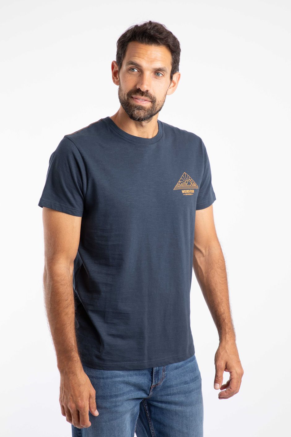 Pyramid View Back Print Graphic T-Shirt Navy | Weird Fish