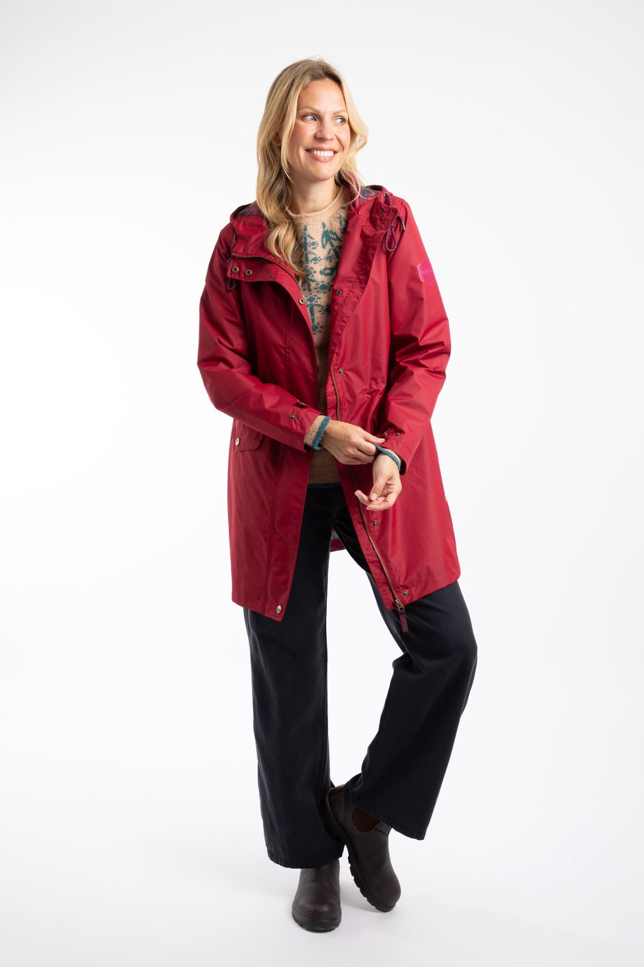Anika Plain Showerproof Jacket Garnet | Weird Fish