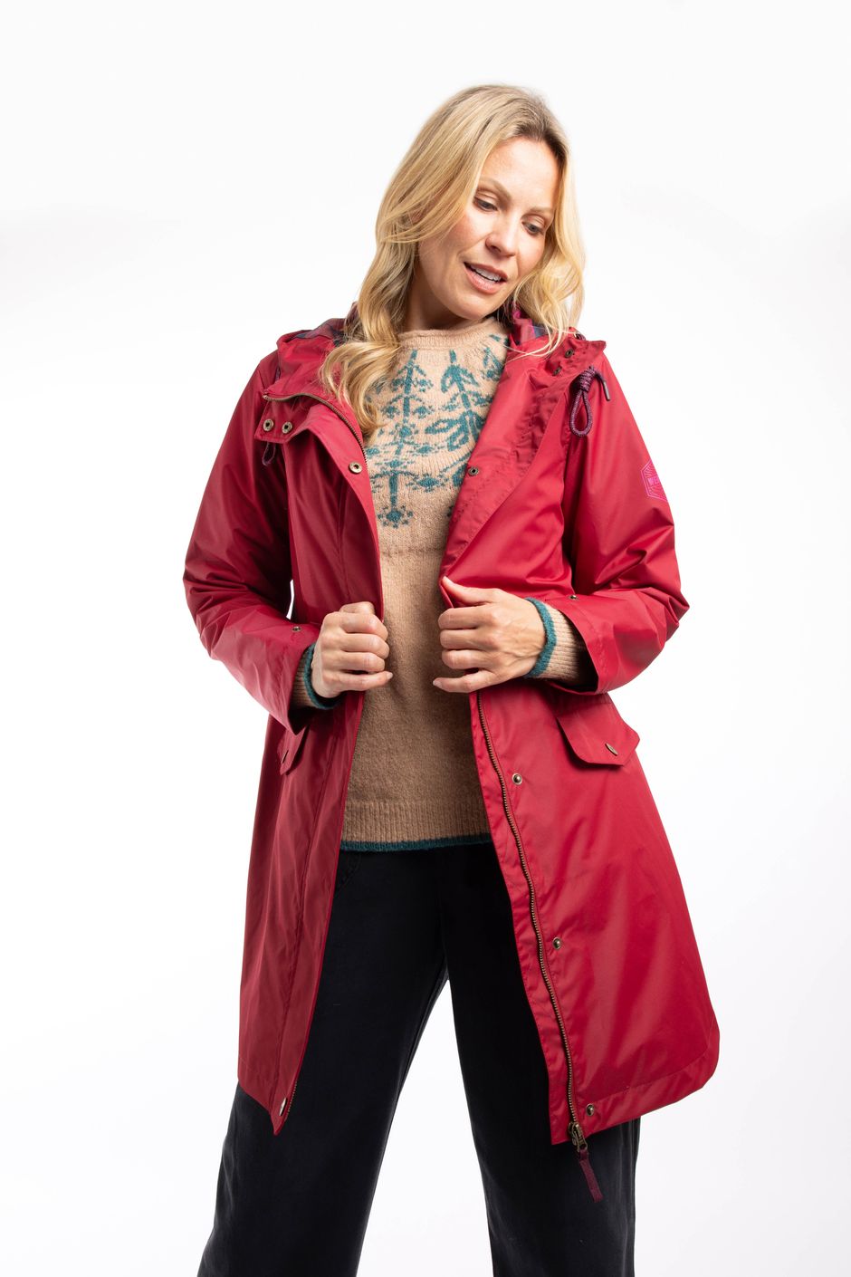 Anika Plain Showerproof Jacket Garnet | Weird Fish