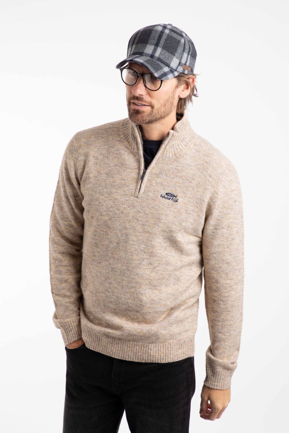 Altwood 1/4 Zip Jumper Ecru | Weird Fish