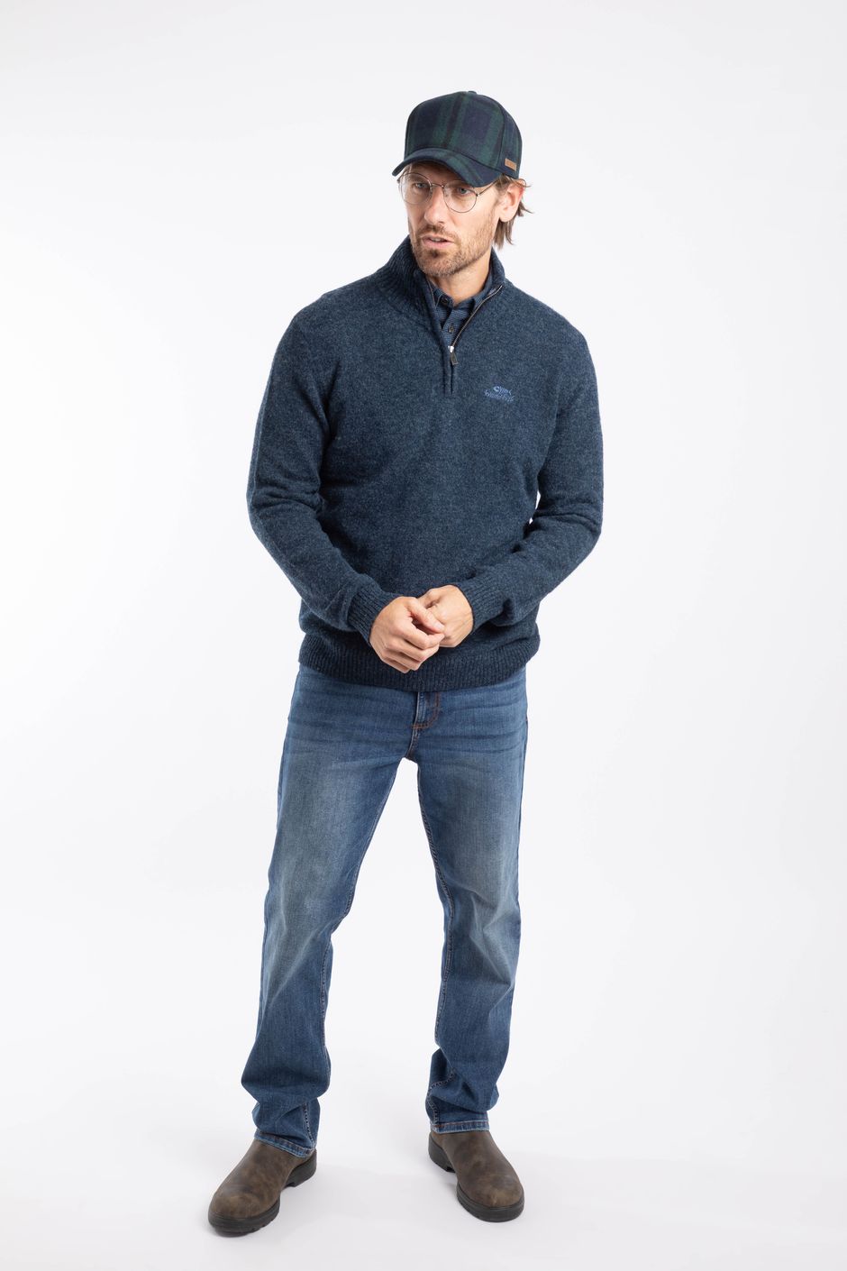 Altwood 1/4 Zip Jumper Navy | Weird Fish