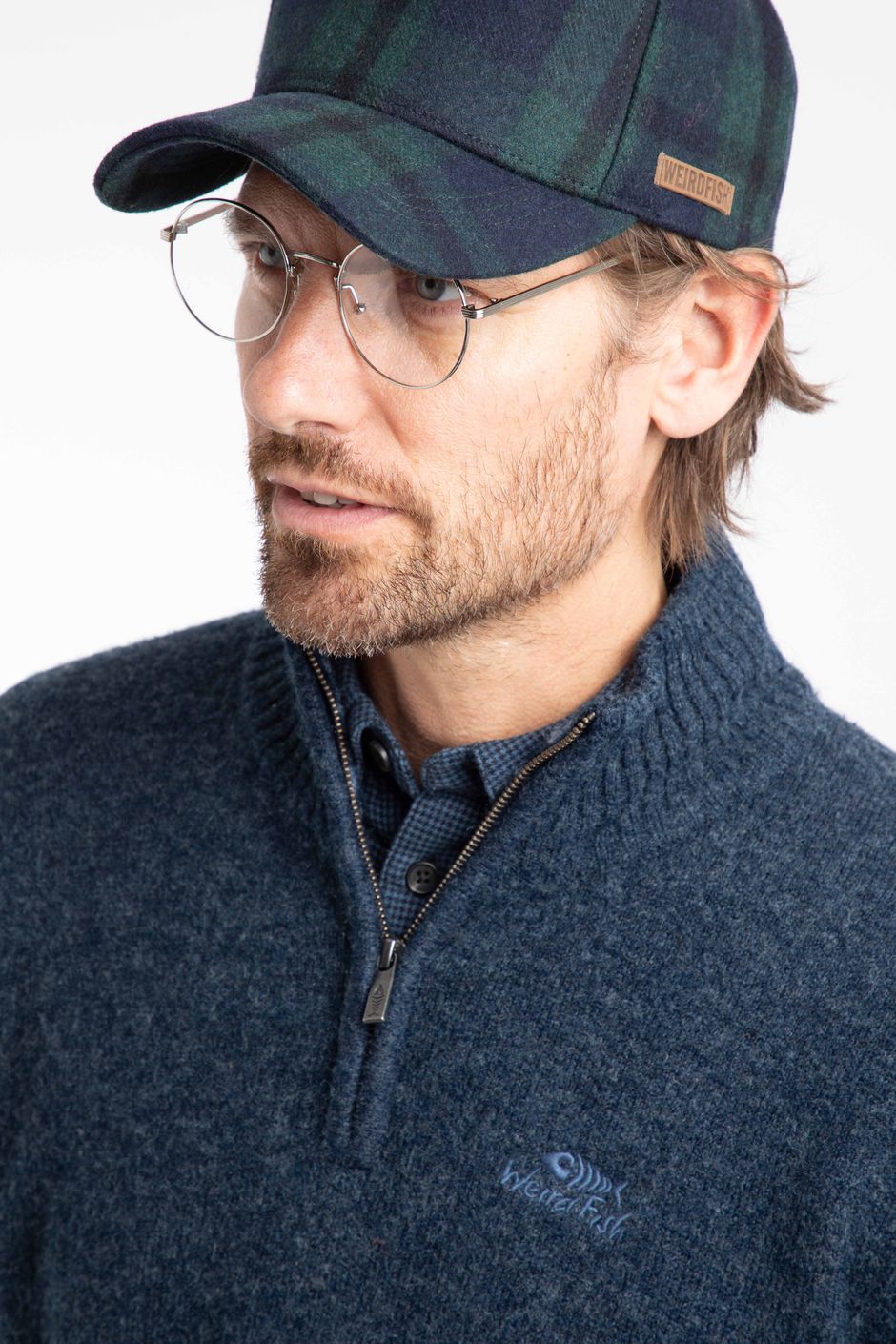Altwood 1/4 Zip Jumper Navy | Weird Fish