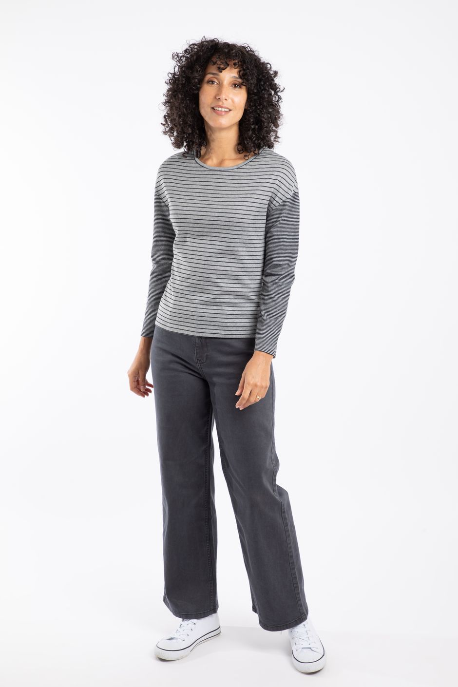 Calfee Striped Long Sleeve T-Shirt Grey | Weird Fish