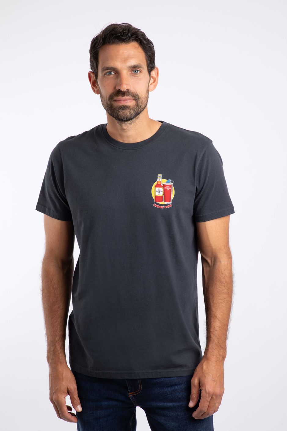 Old Speckled Fin Back Print Artist T-Shirt Navy | Weird Fish