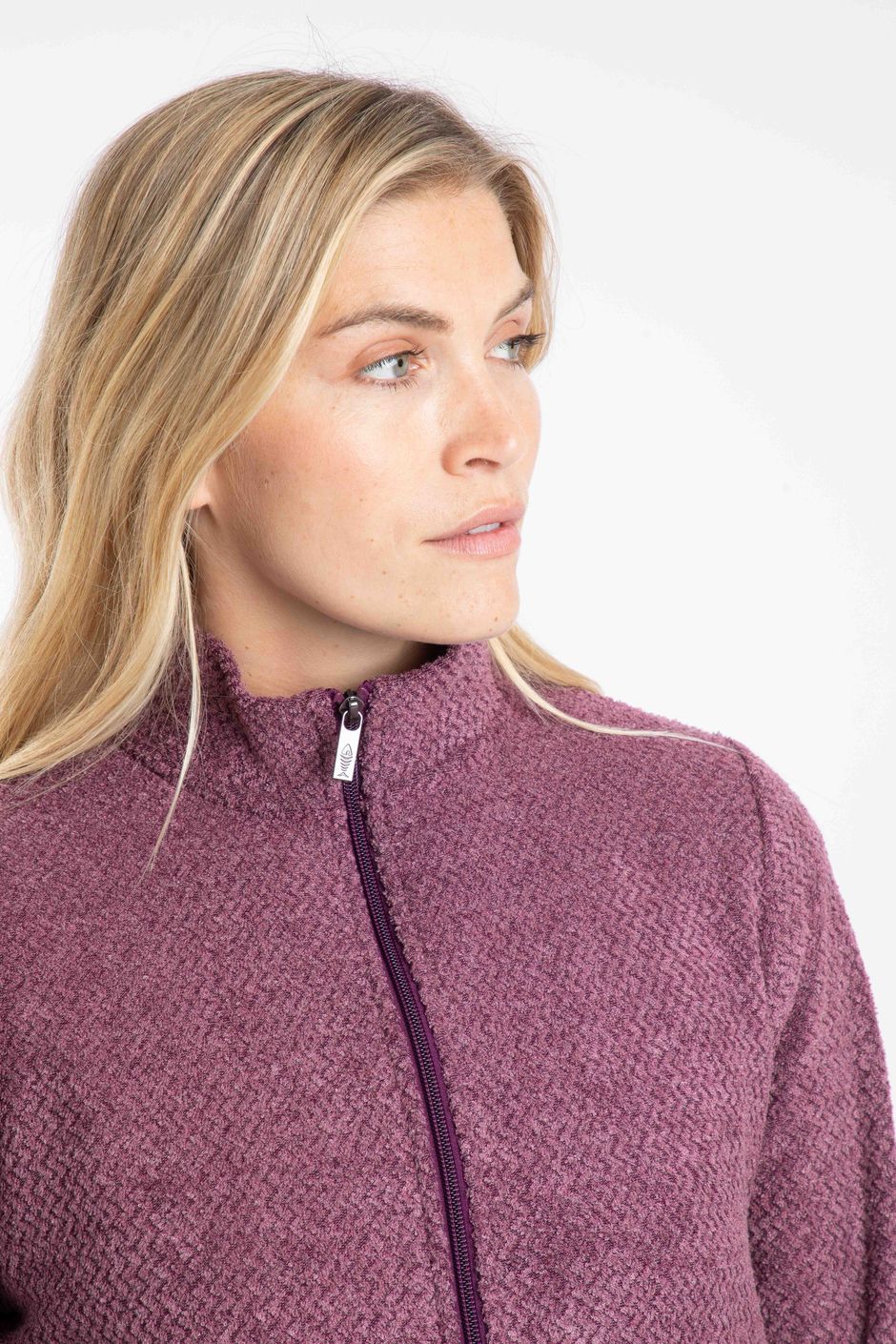 Faire Full Zip Textured Fleece Aubergine | Weird Fish