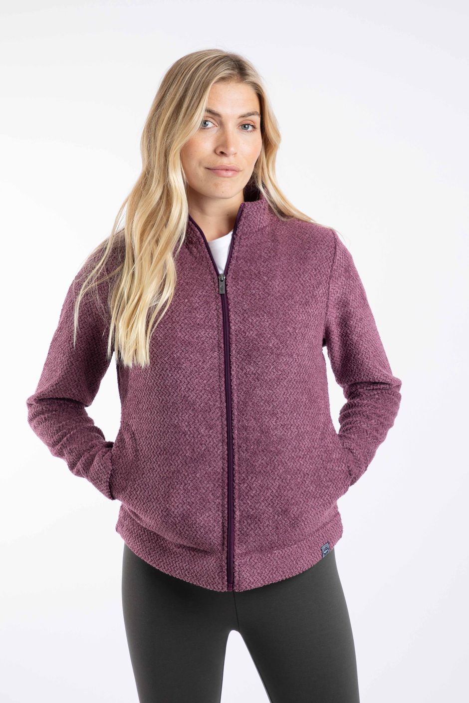 Faire Full Zip Textured Fleece Aubergine | Weird Fish