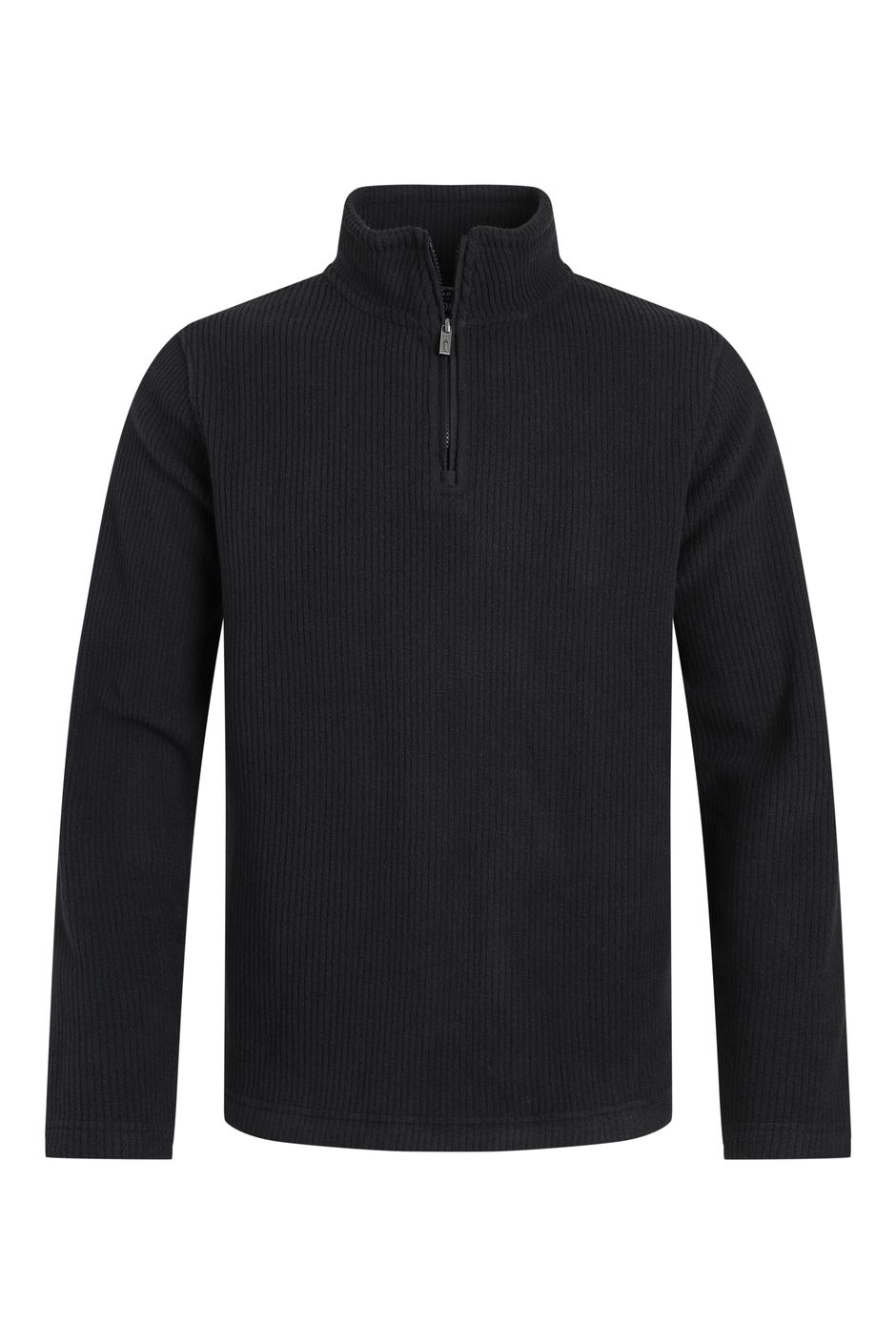 Newport Quarter Zip Ribbed Fleece Black | Weird Fish