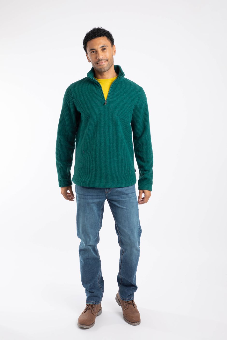 Newport Quarter Zip Ribbed Fleece Deep Teal | Weird Fish