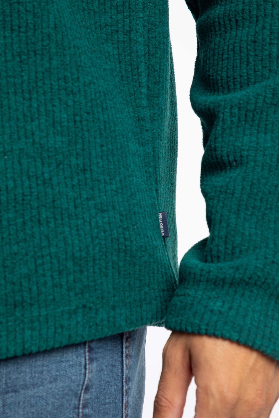 Newport Quarter Zip Ribbed Fleece Deep Teal | Weird Fish