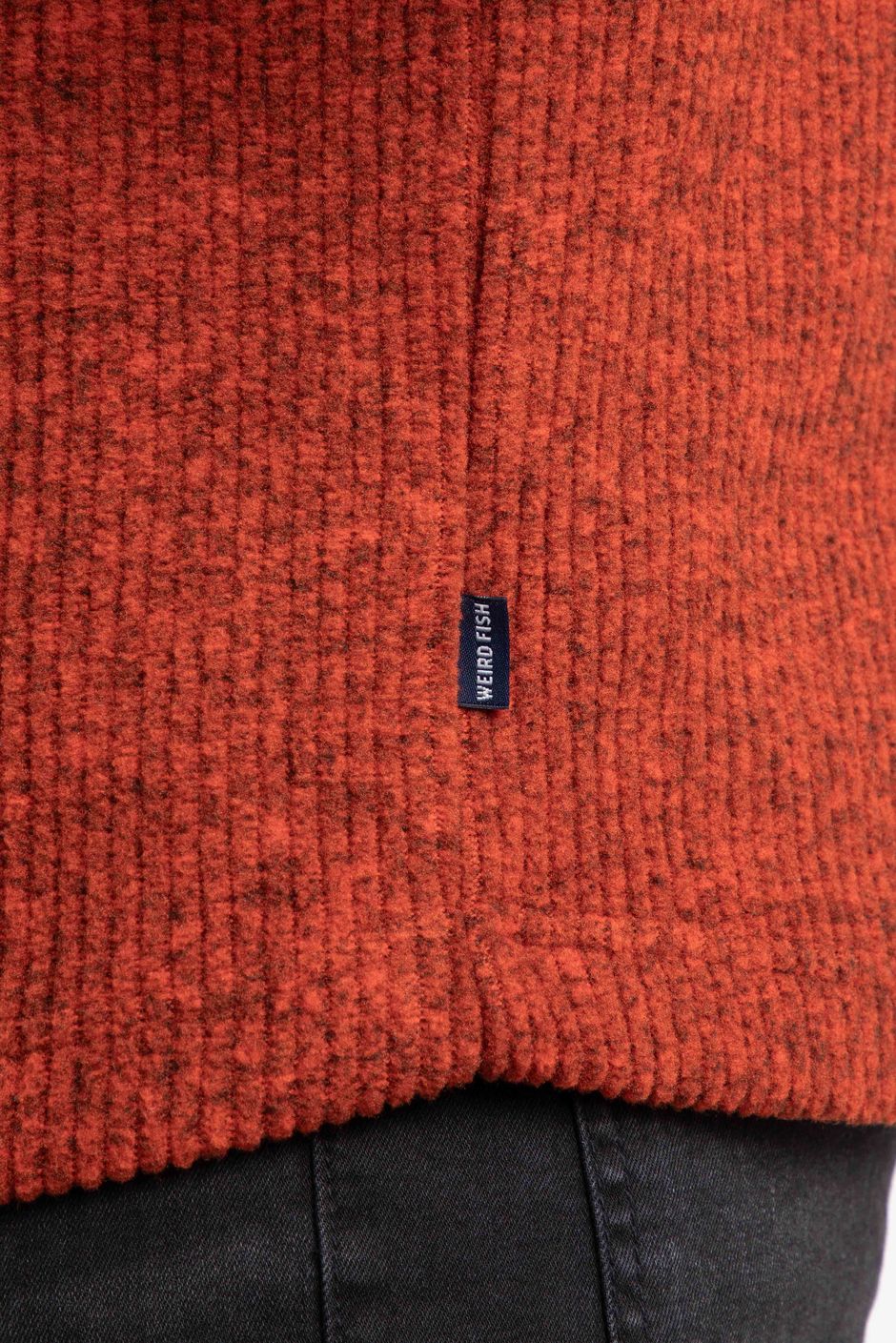 Newport Quarter Zip Ribbed Fleece Rust Leaves | Weird Fish