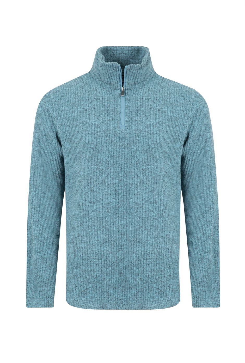 Newport Quarter Zip Ribbed Fleece Smoked Blue | Weird Fish