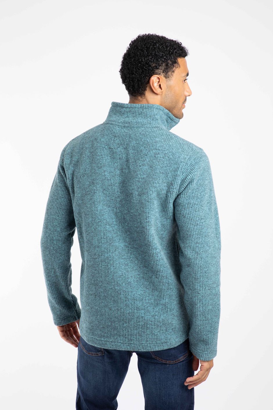 Newport Quarter Zip Ribbed Fleece Smoked Blue | Weird Fish