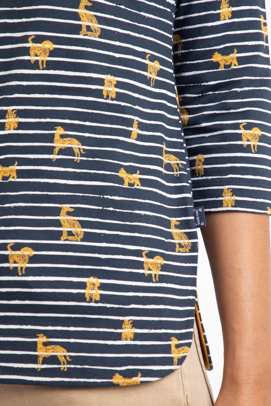 Rachel Printed Jersey Tee Ochre | Weird Fish