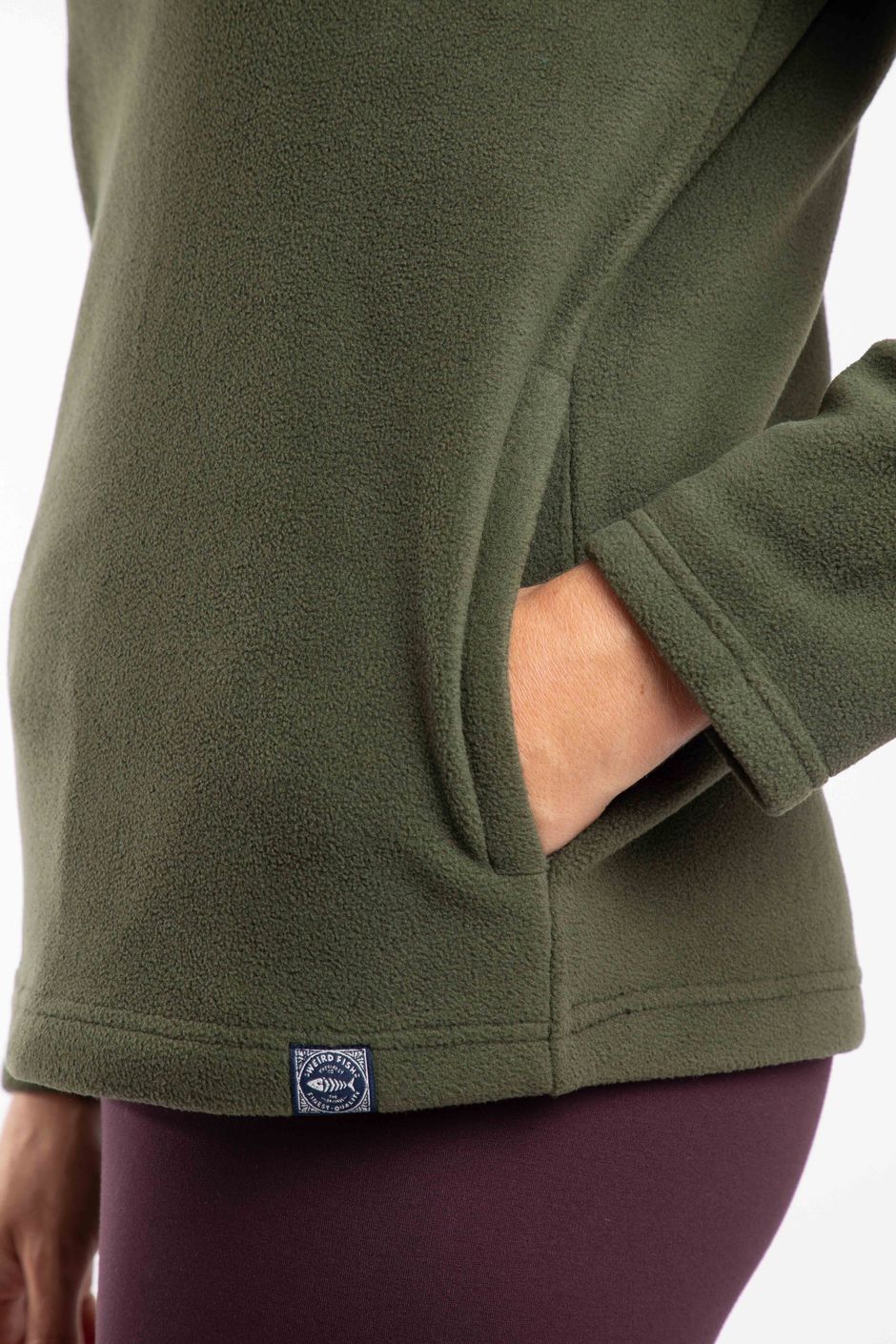 Harriet Funnel Neck Micro Fleece Deep Lichen Green | Weird Fish