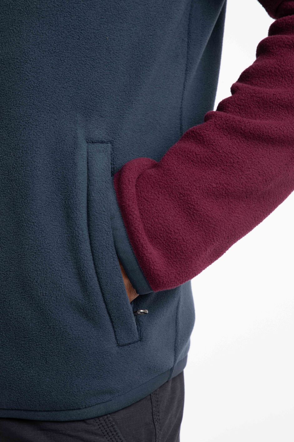 Tristan Colour Block Micro Fleece Aubergine | Weird Fish