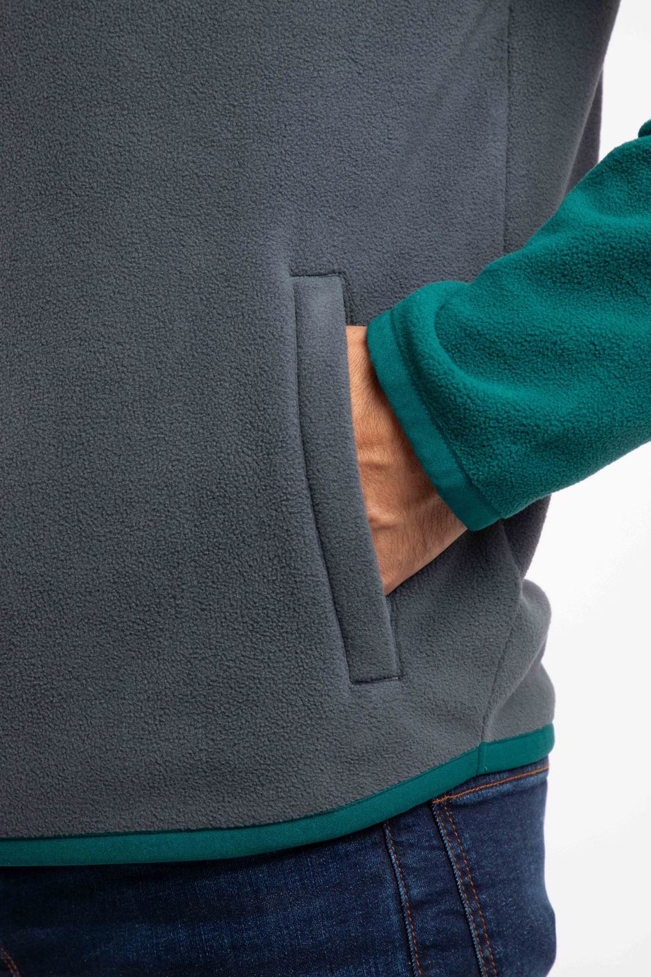 Tristan Colour Block Micro Fleece Cedar Green | Weird Fish