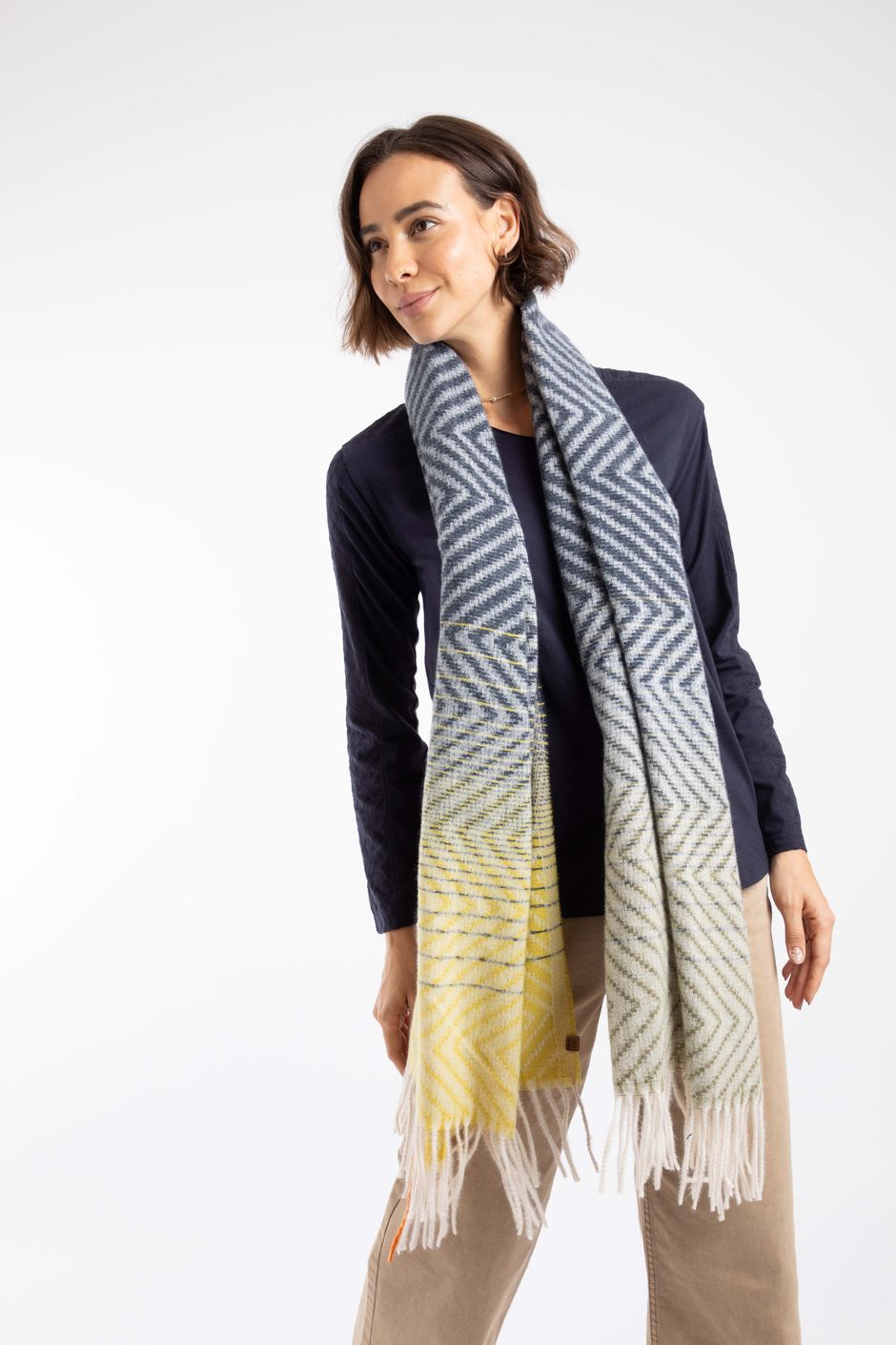 Jadida Brushed Zig-Zag Scarf Midnight | Weird Fish