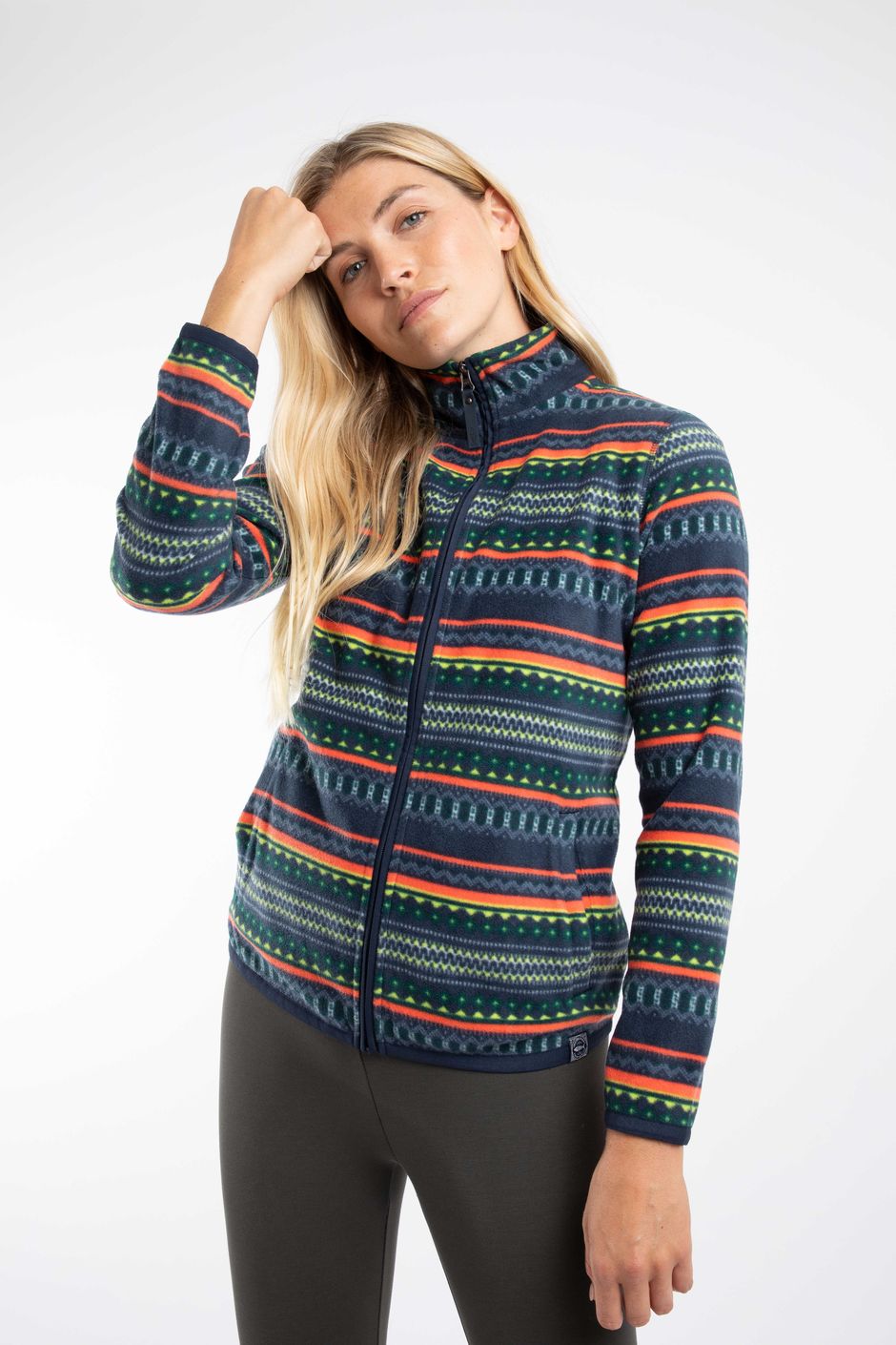 Rochelle Full Zip Printed Micro Fleece Deep Sea Blue | Weird Fish