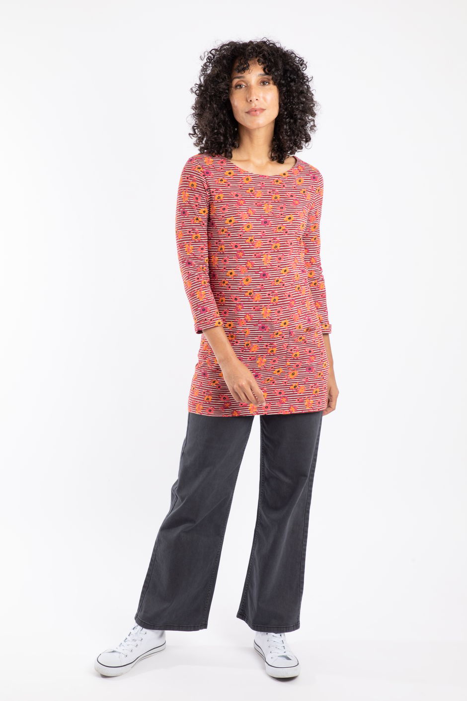 Charlotte Organic Cotton Printed Jersey Tunic Rust | Weird Fish