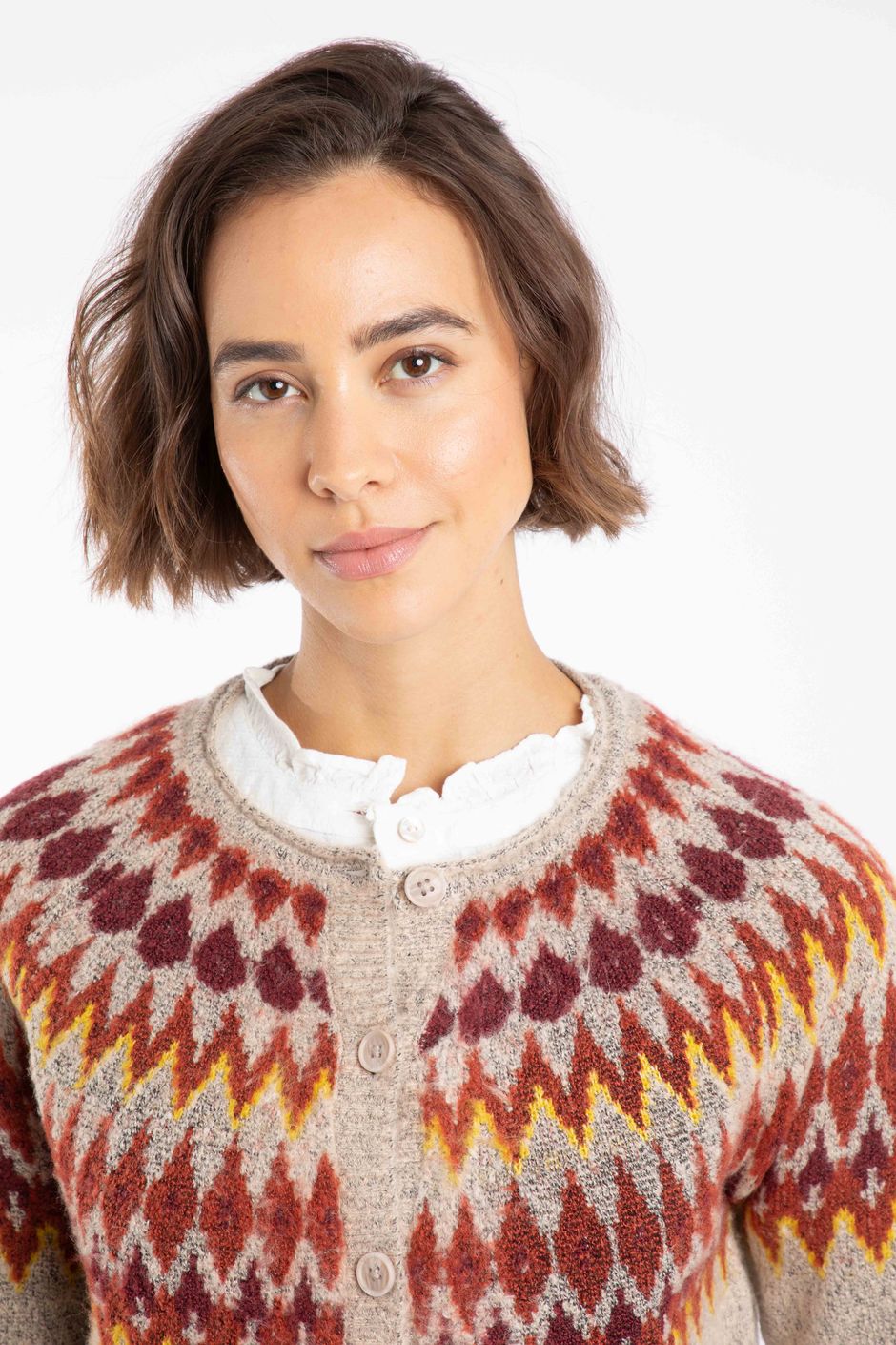 Hatty Fair Isle Cardigan Chalk | Weird Fish