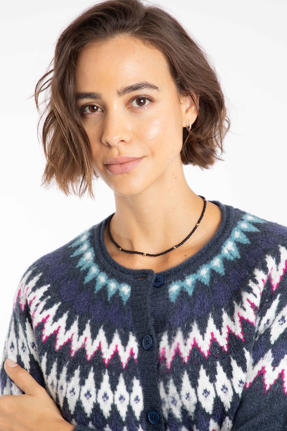 Hatty Fair Isle Cardigan Navy | Weird Fish