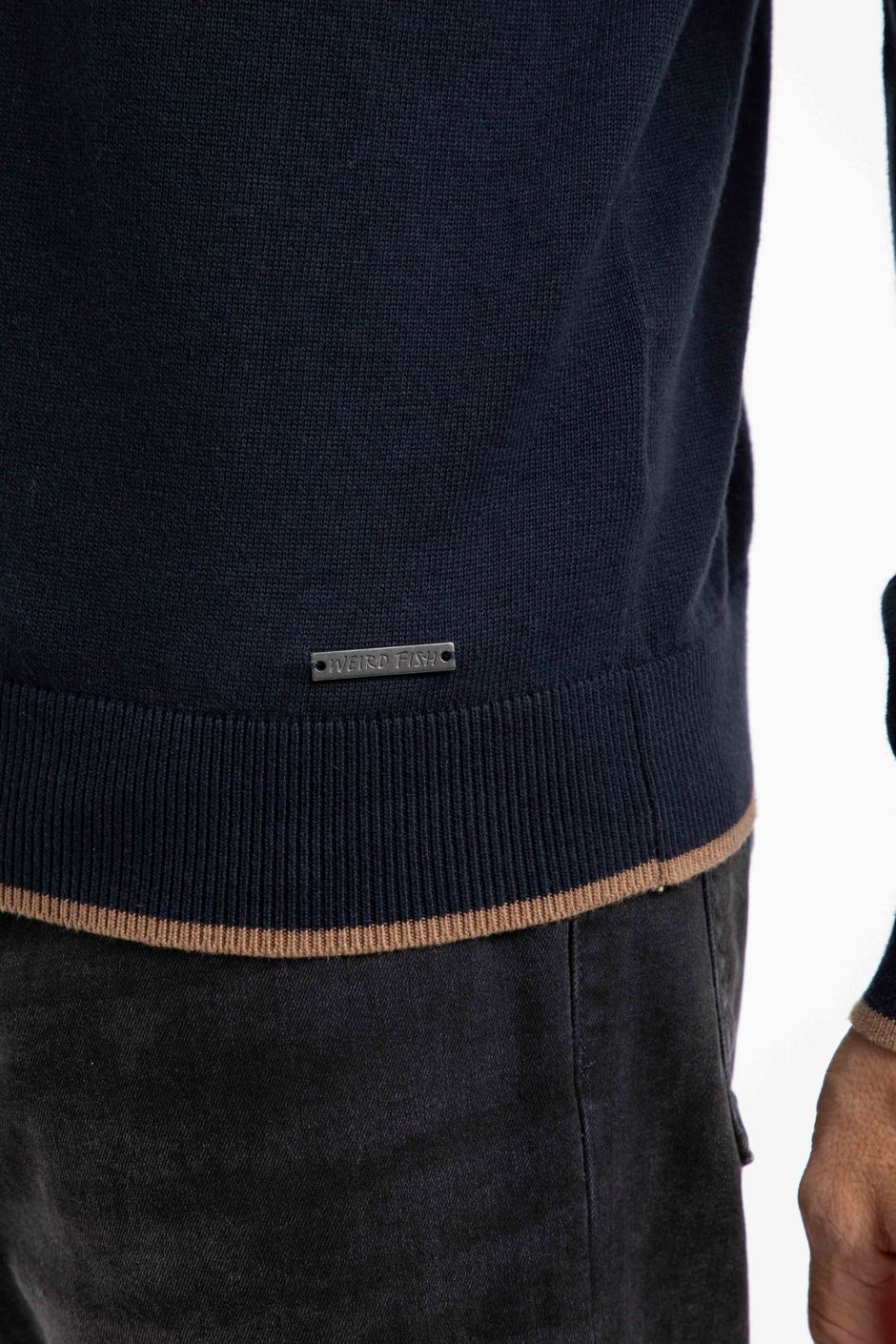 Alden Long Sleeve Knitted Polo Midnight | Weird Fish