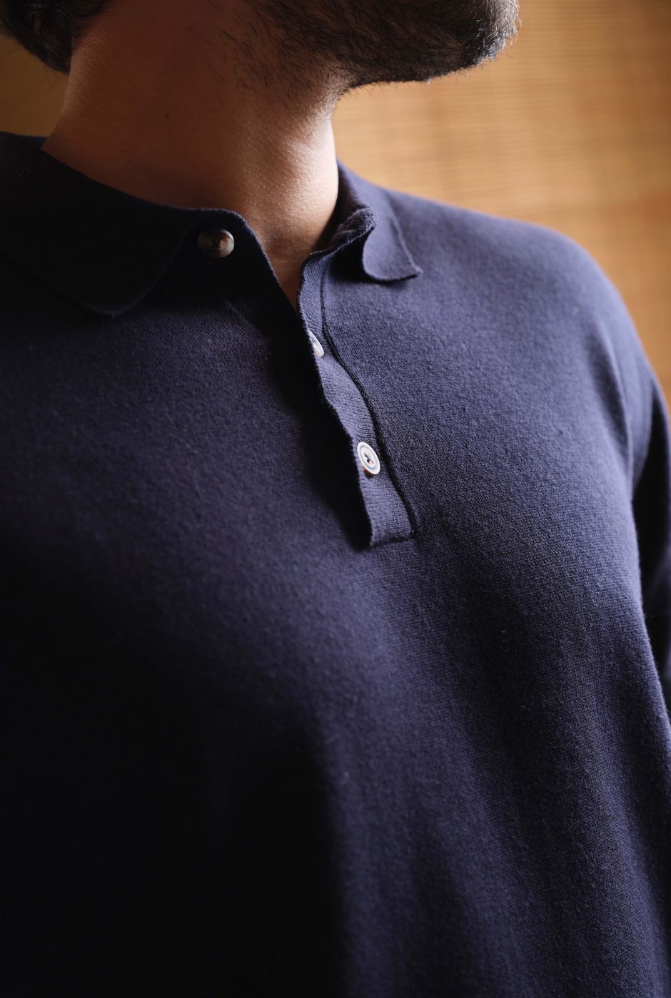 Alden Long Sleeve Knitted Polo Midnight | Weird Fish