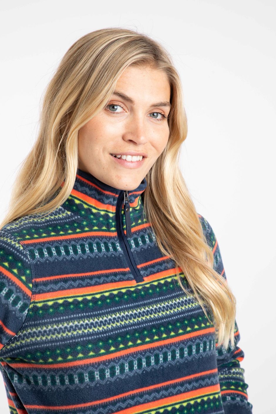 Reena 1/4 Zip Printed Micro Fleece Deep Sea Blue | Weird Fish