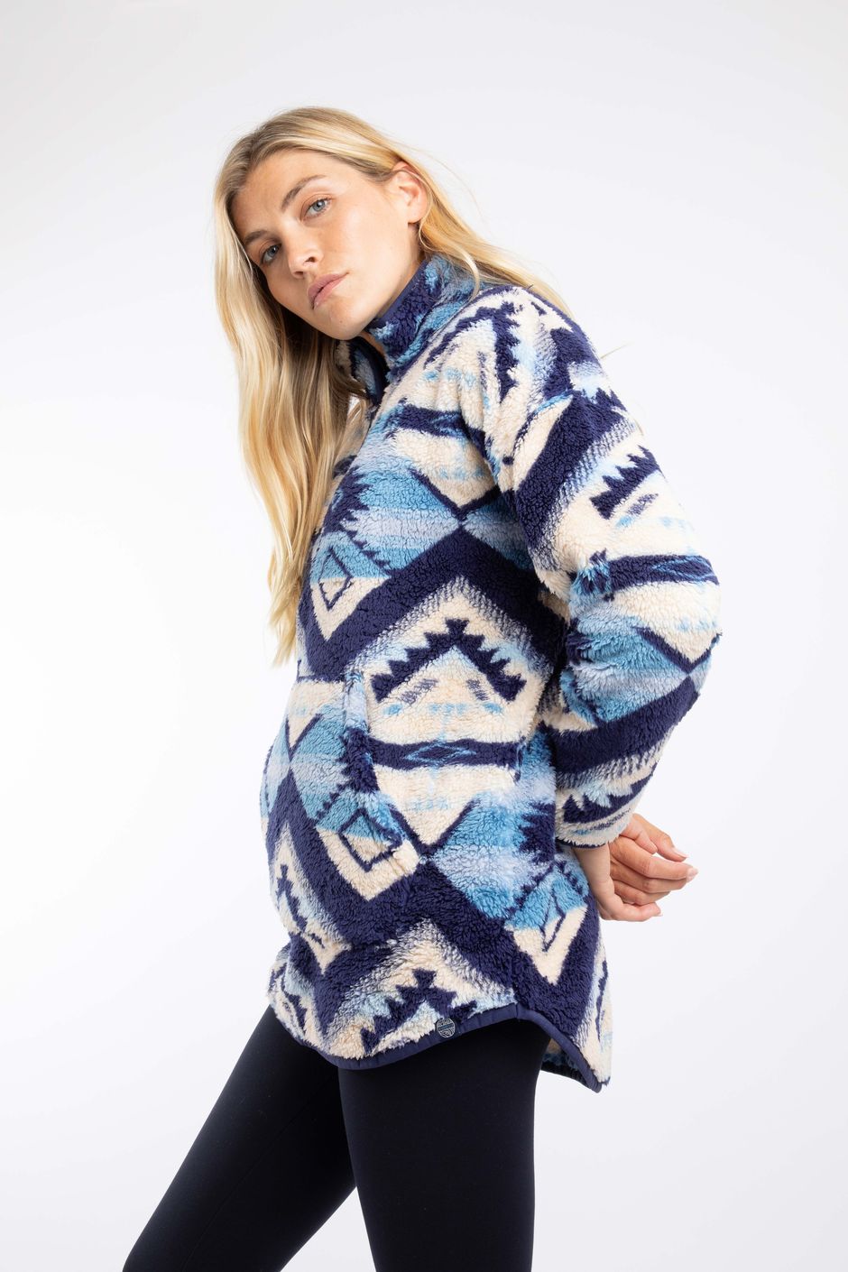 Pikard Printed Plush Qtr Zip Fleece Eclipse Blue | Weird Fish