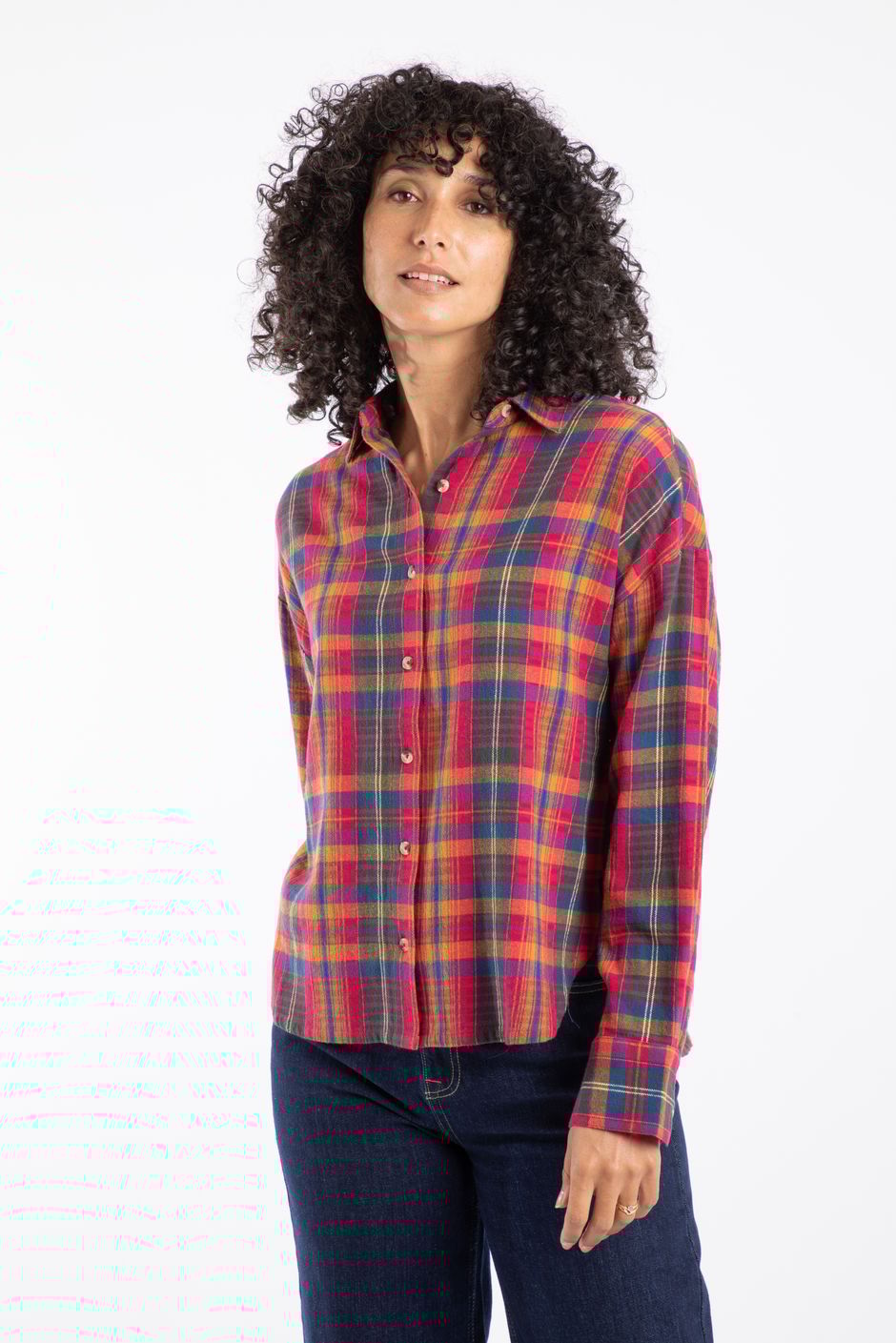 Lynsky Brushed Check Shirt Fuchsia Punch | Weird Fish