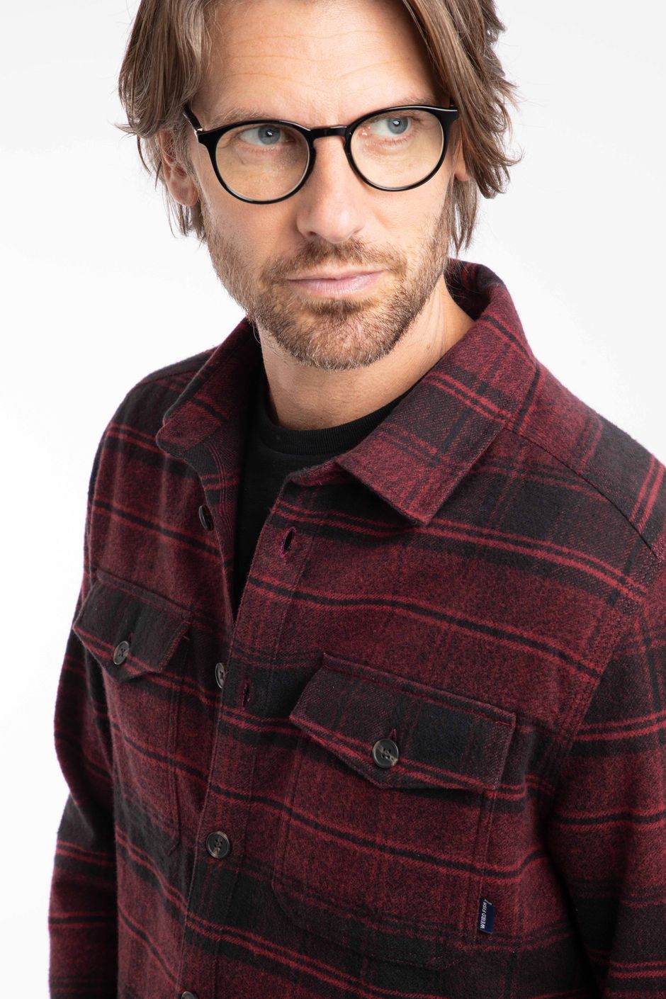 Bosco Check Over Shirt Garnet | Weird Fish