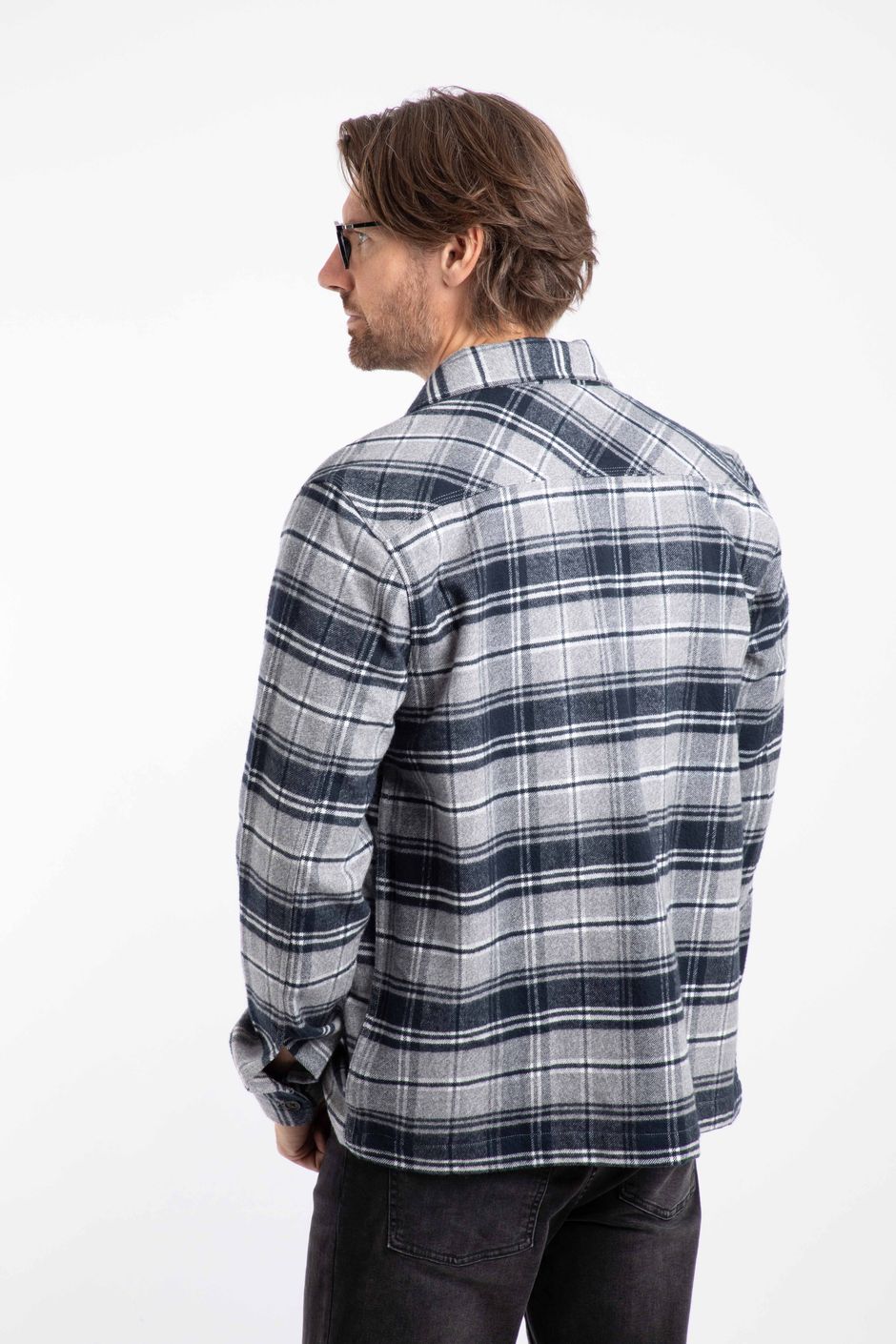 Bosco Check Over Shirt Grey | Weird Fish
