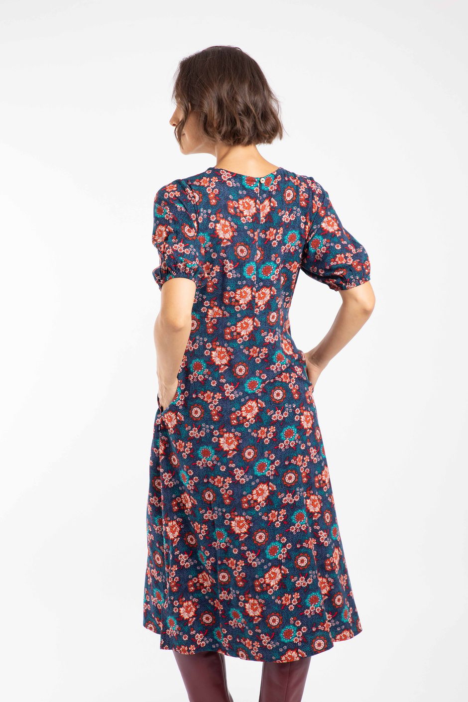 Everly Viscose Printed Viscose Dress Dark Blue | Weird Fish