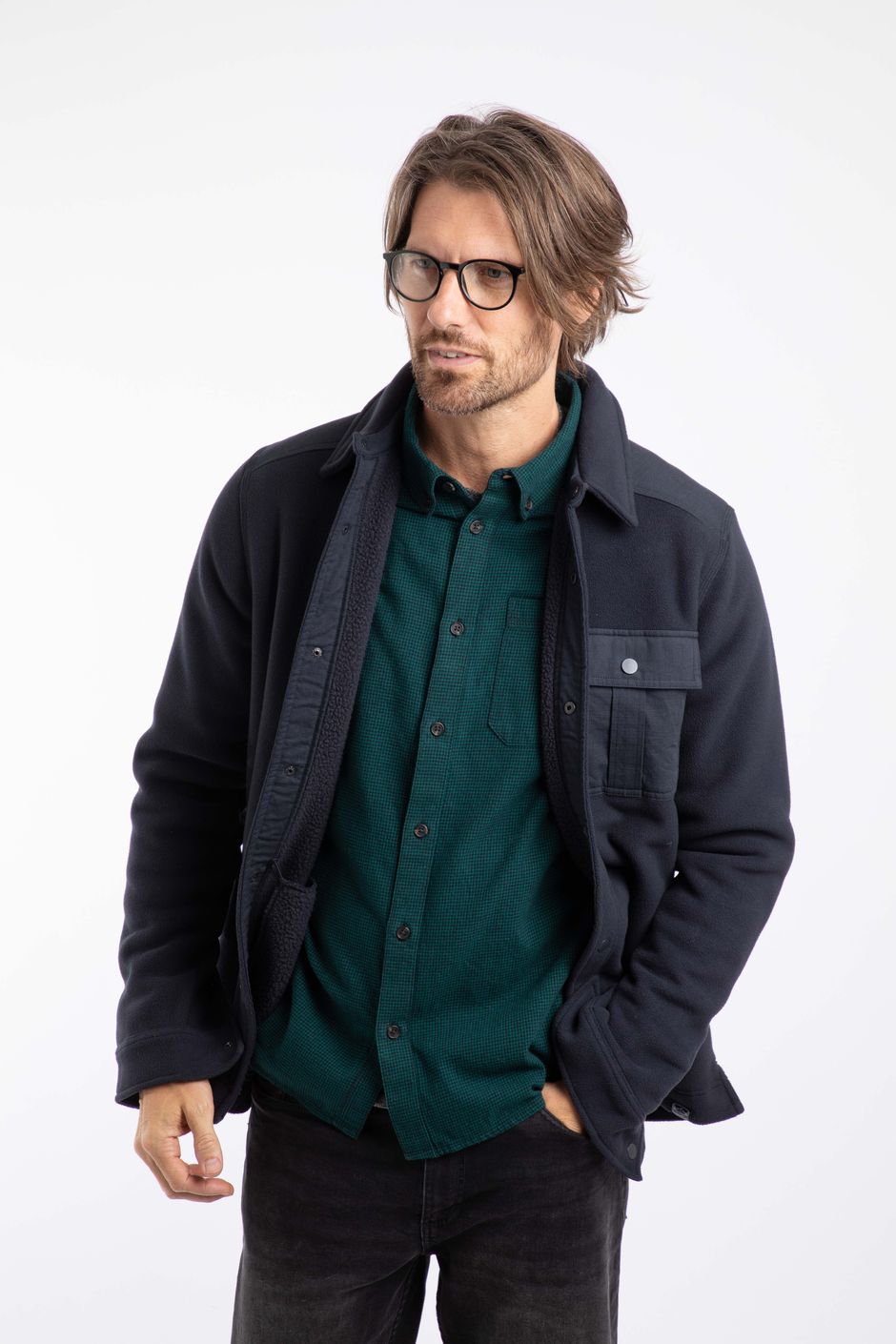 Boyd Plain Polar Fleece Shirt Navy | Weird Fish