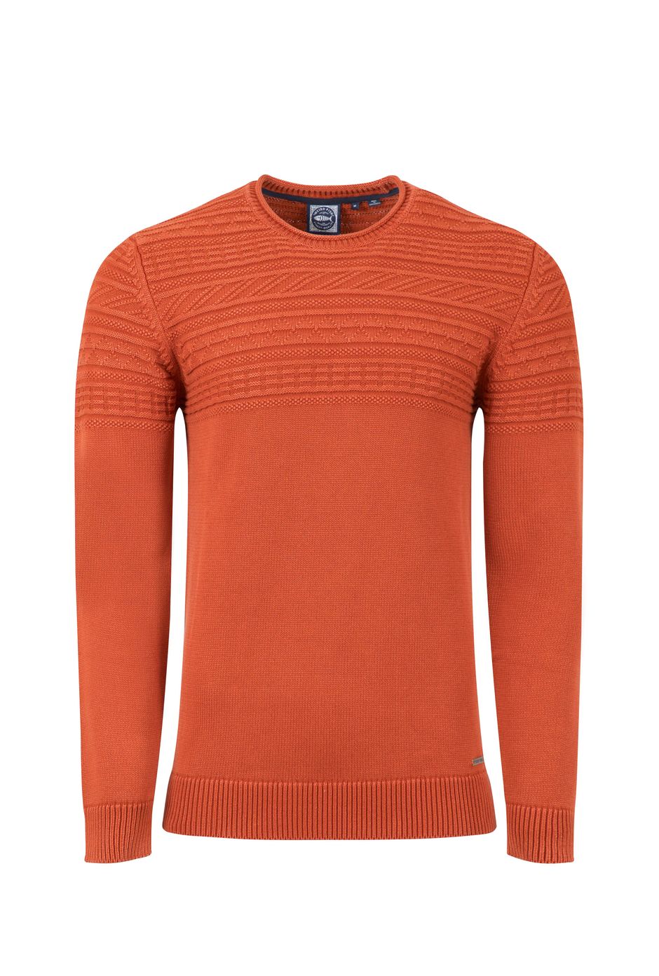 Fahri Mixed Stitch Crew Neck Jumper Rust Leaves | Weird Fish