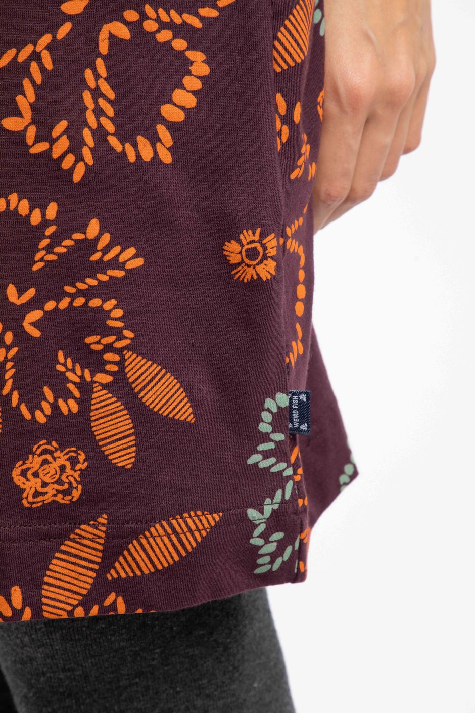 Shafika Organic Cotton Printed Jersey Dress Mulled Wine | Weird Fish