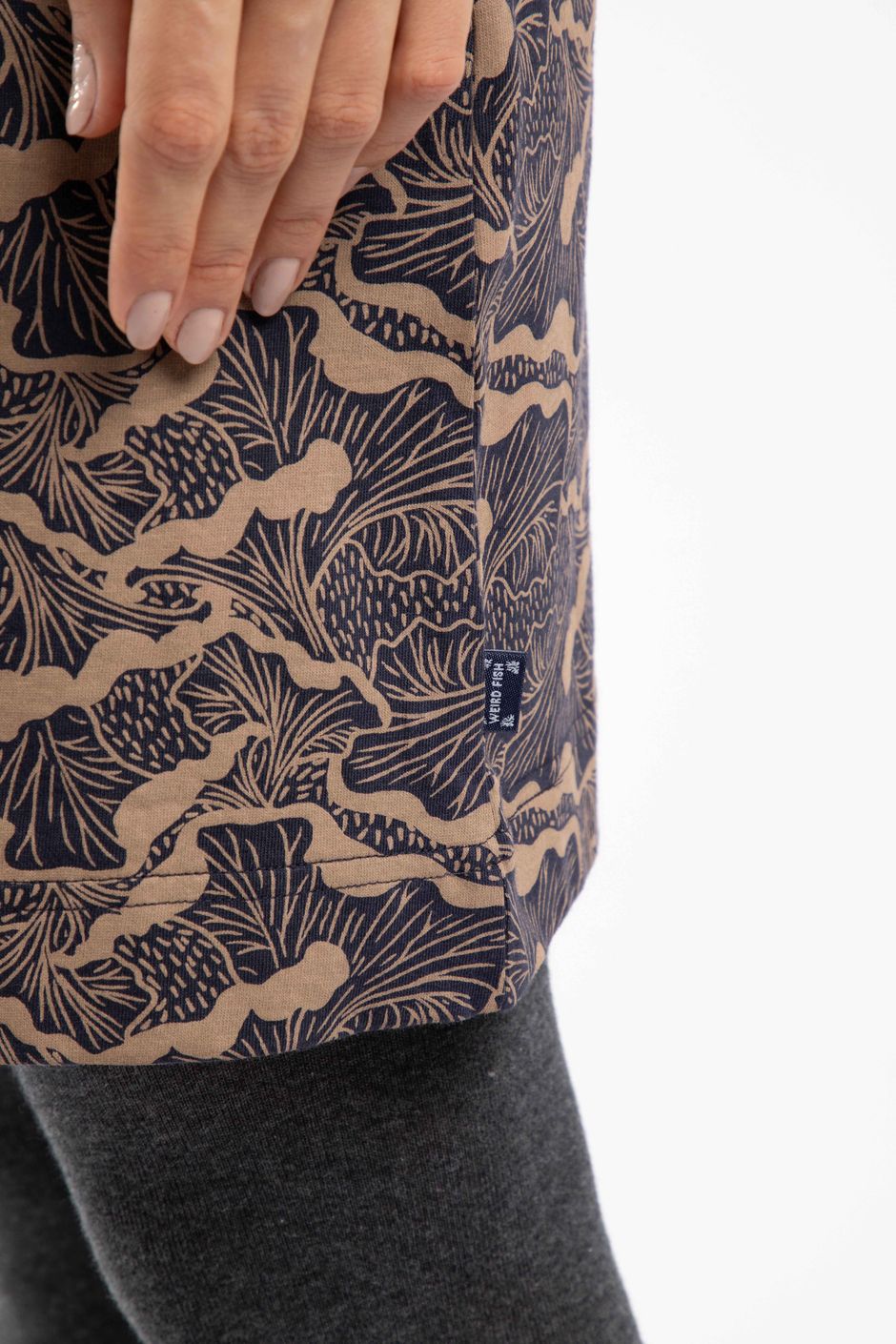 Shafika Organic Cotton Printed Jersey Dress Tan | Weird Fish