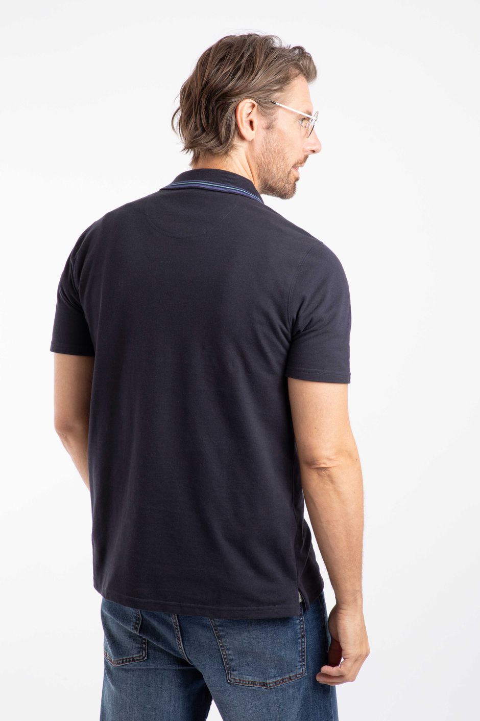 Dylan Organic Cotton Tipped Collar Polo Midnight | Weird Fish
