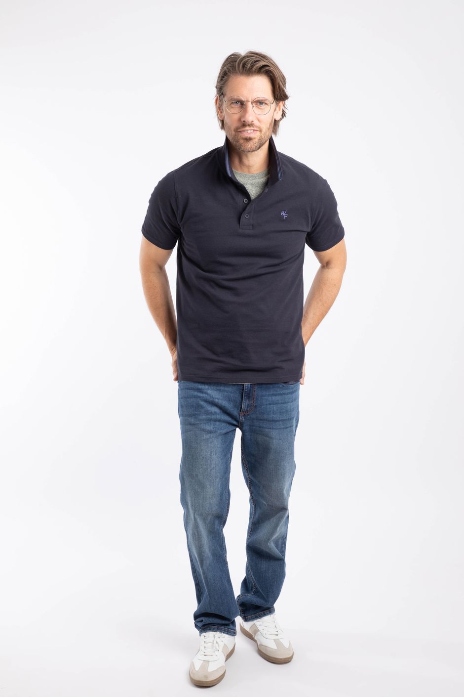 Dylan Organic Cotton Tipped Collar Polo Midnight | Weird Fish