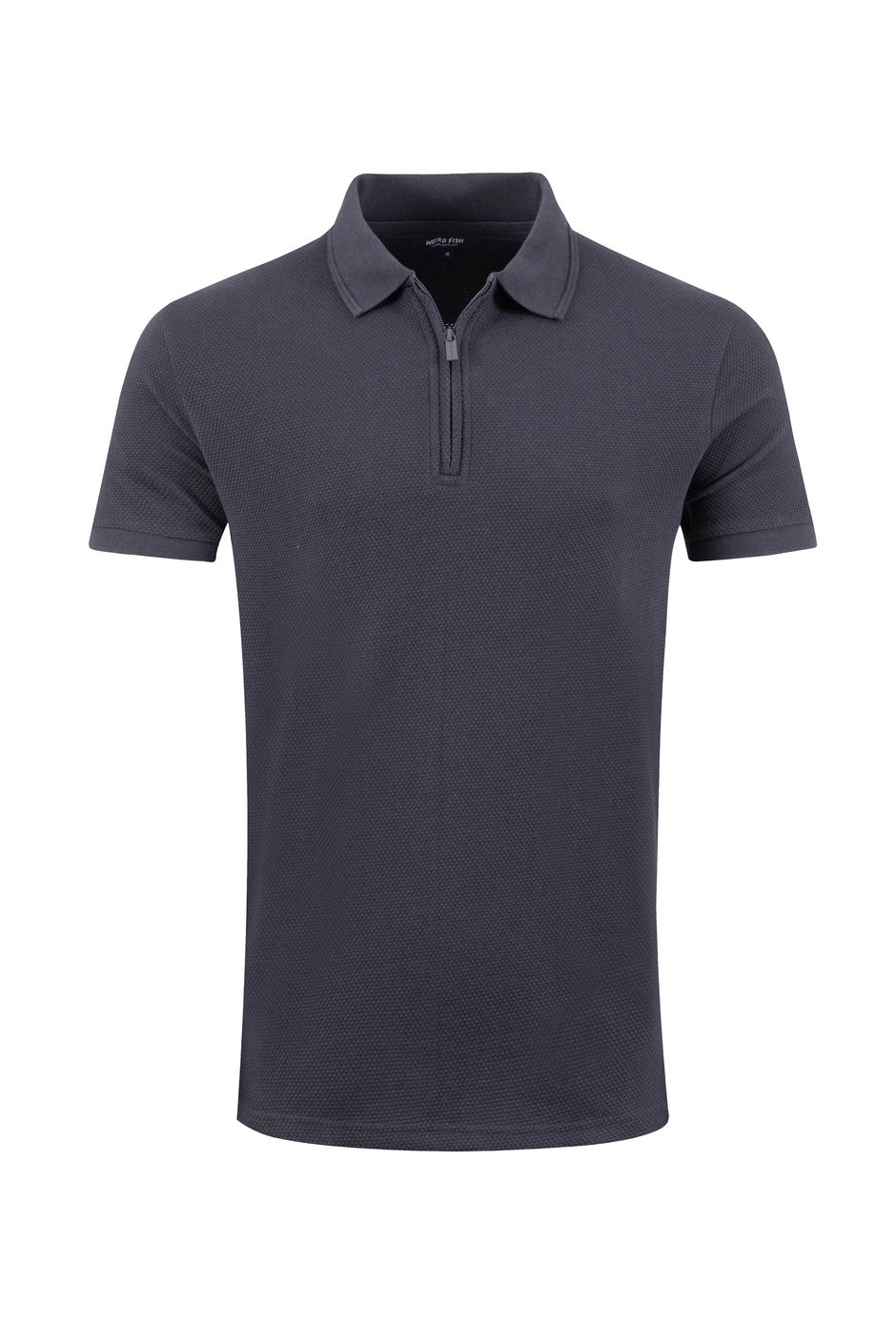 Murray Organic Cotton Half Zip Textured Jersey Polo Midnight | Weird Fish