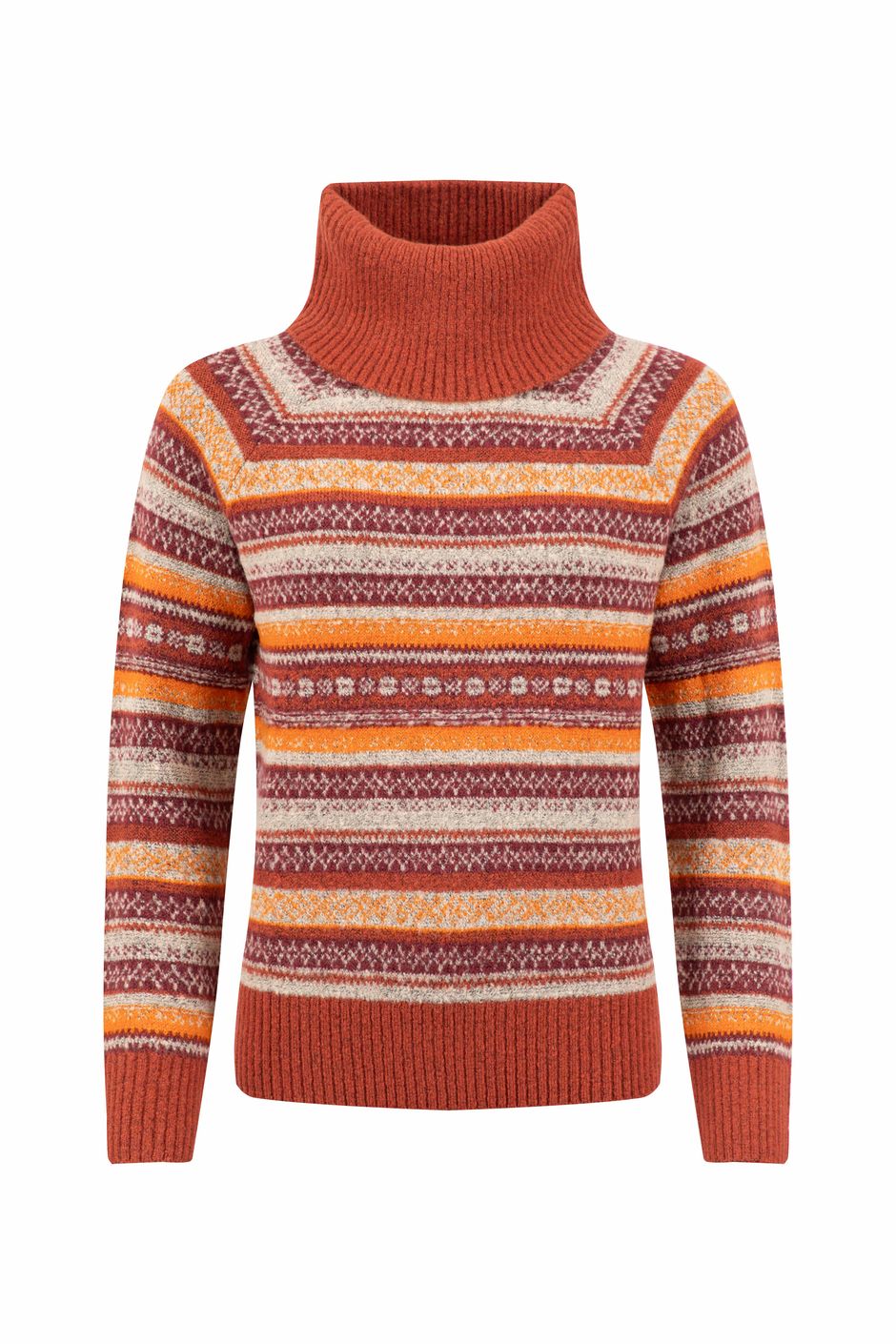 Annecy Fair Isle Roll Neck Jumper Rust Leaves | Weird Fish