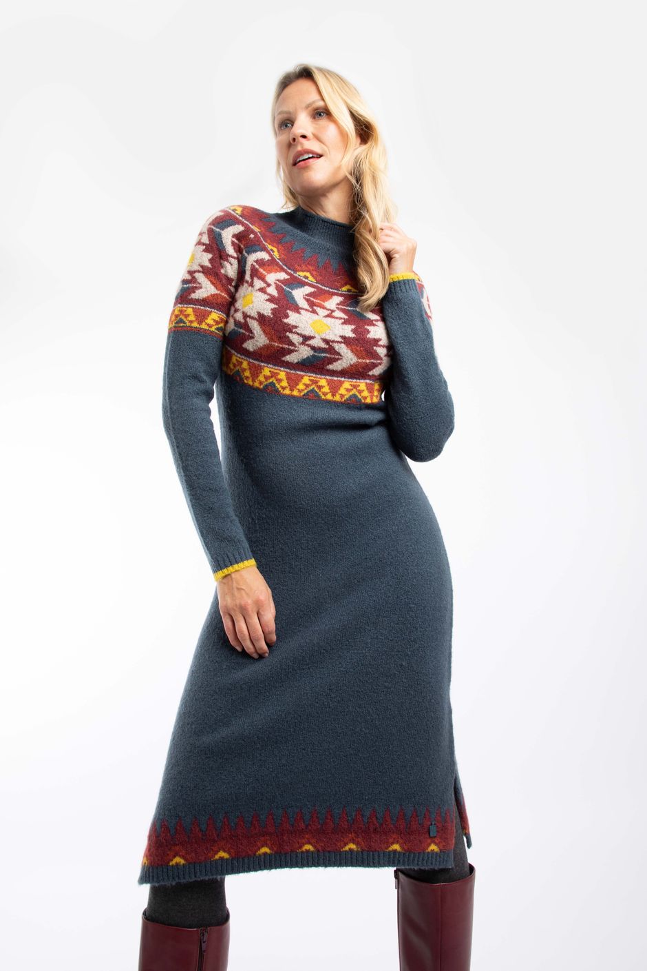 Vondra Knitted Jumper Dress Navy | Weird Fish