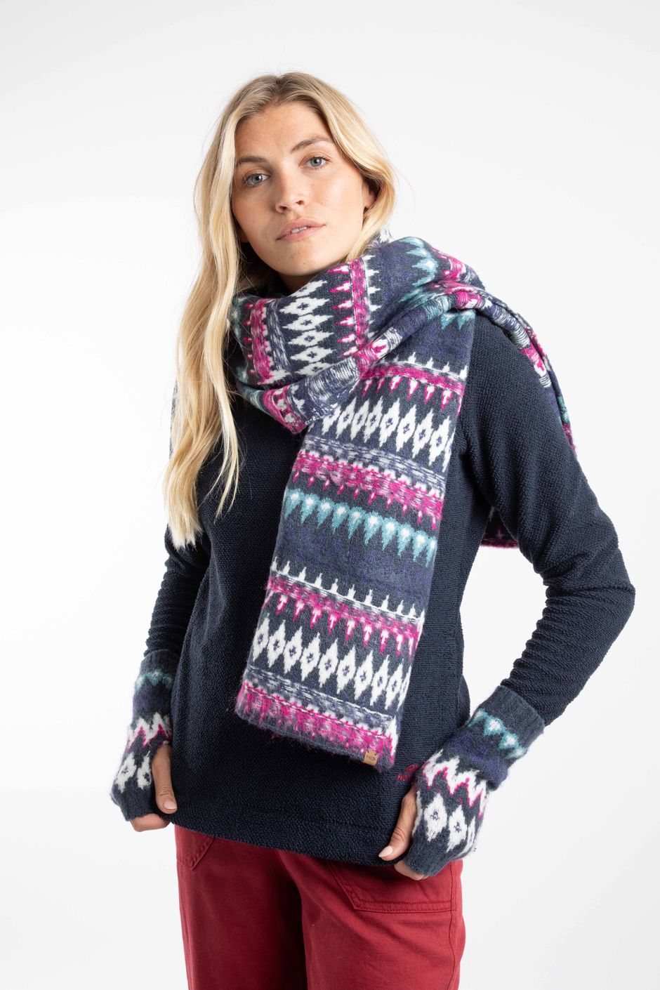 Heathfield Fair Isle Scarf Navy | Weird Fish