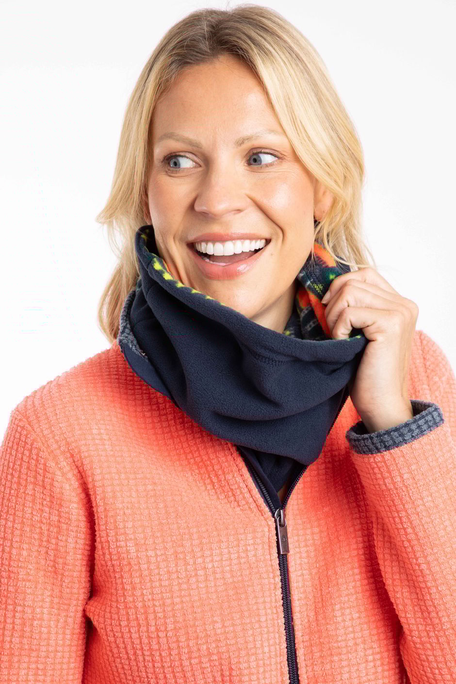 Camira Printed Reversible Fleece Snood Navy | Weird Fish