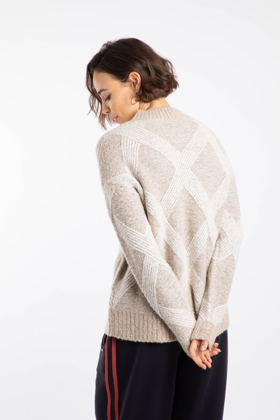 Darlyn Diamond Ribbed Jumper Chalk | Weird Fish