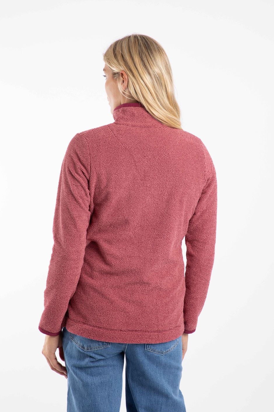 Sarah 1/4 Zip Textured Fleece Garnet | Weird Fish