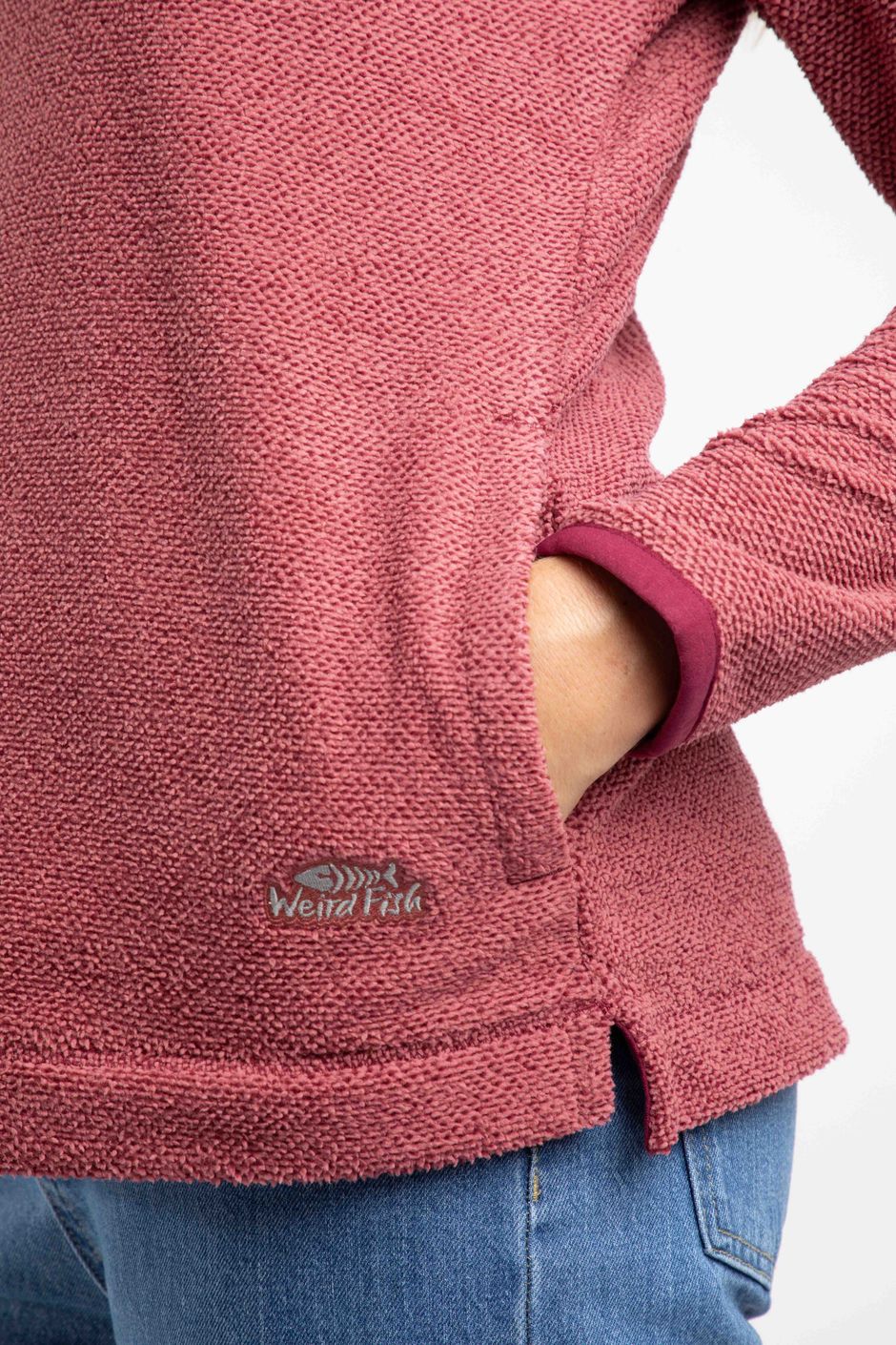 Sarah 1/4 Zip Textured Fleece Garnet | Weird Fish