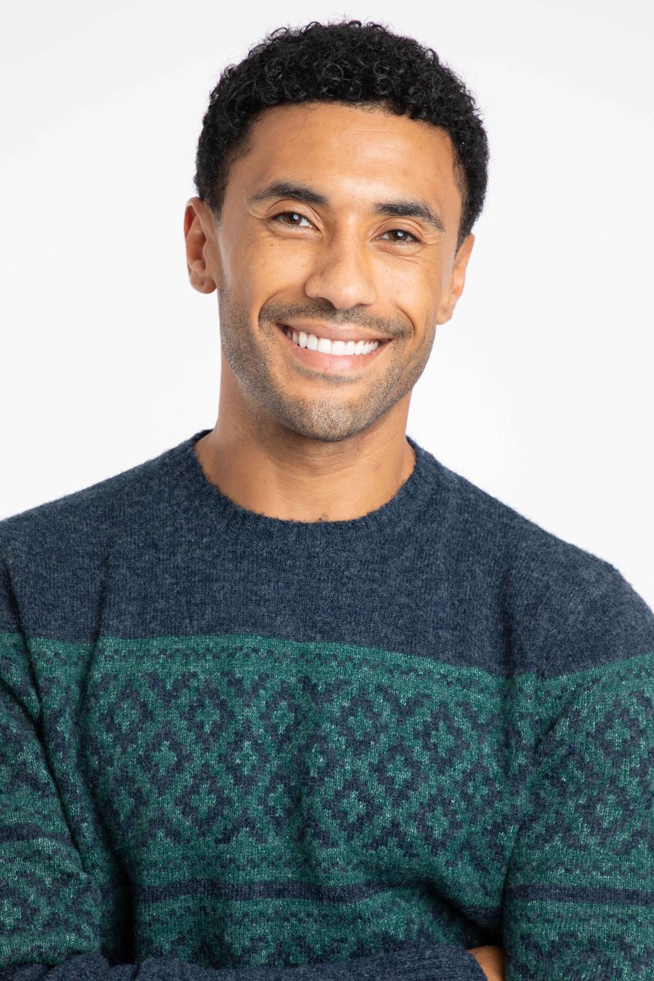 Wicklow Fair Isle Crew Neck Jumper Navy | Weird Fish