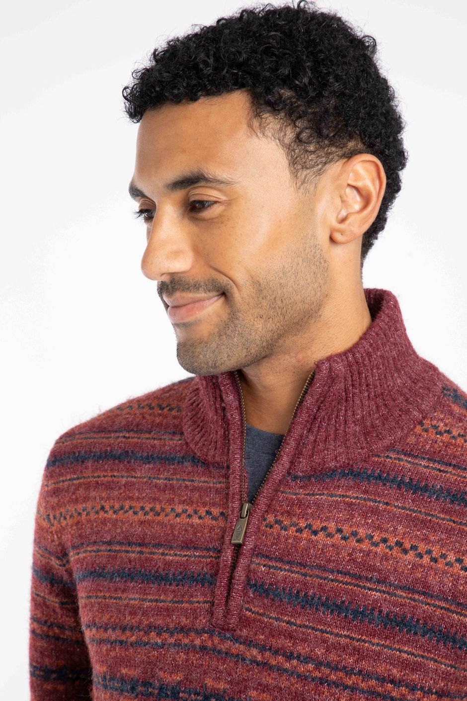 Larwill 1/4 Zip Fair Isle Jumper Garnet | Weird Fish